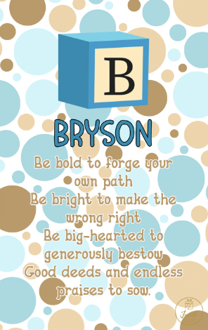 Baby and Kids Name Poems Printables - Bryson – Quotes Jewelry