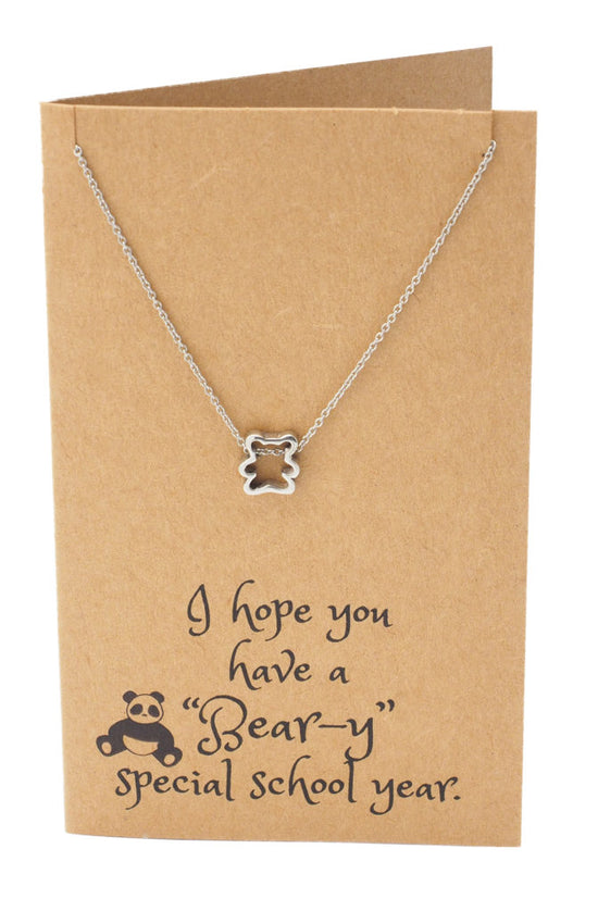 Back to School Bear Necklace | Cute Jewelry Gift for Teachers or ...